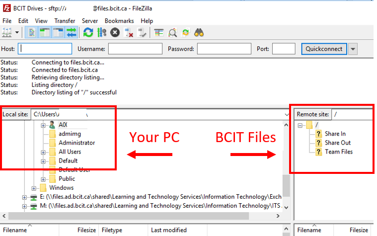Setting up SFTP (Secure File Transfer Protocol) Access Remotely - BCIT