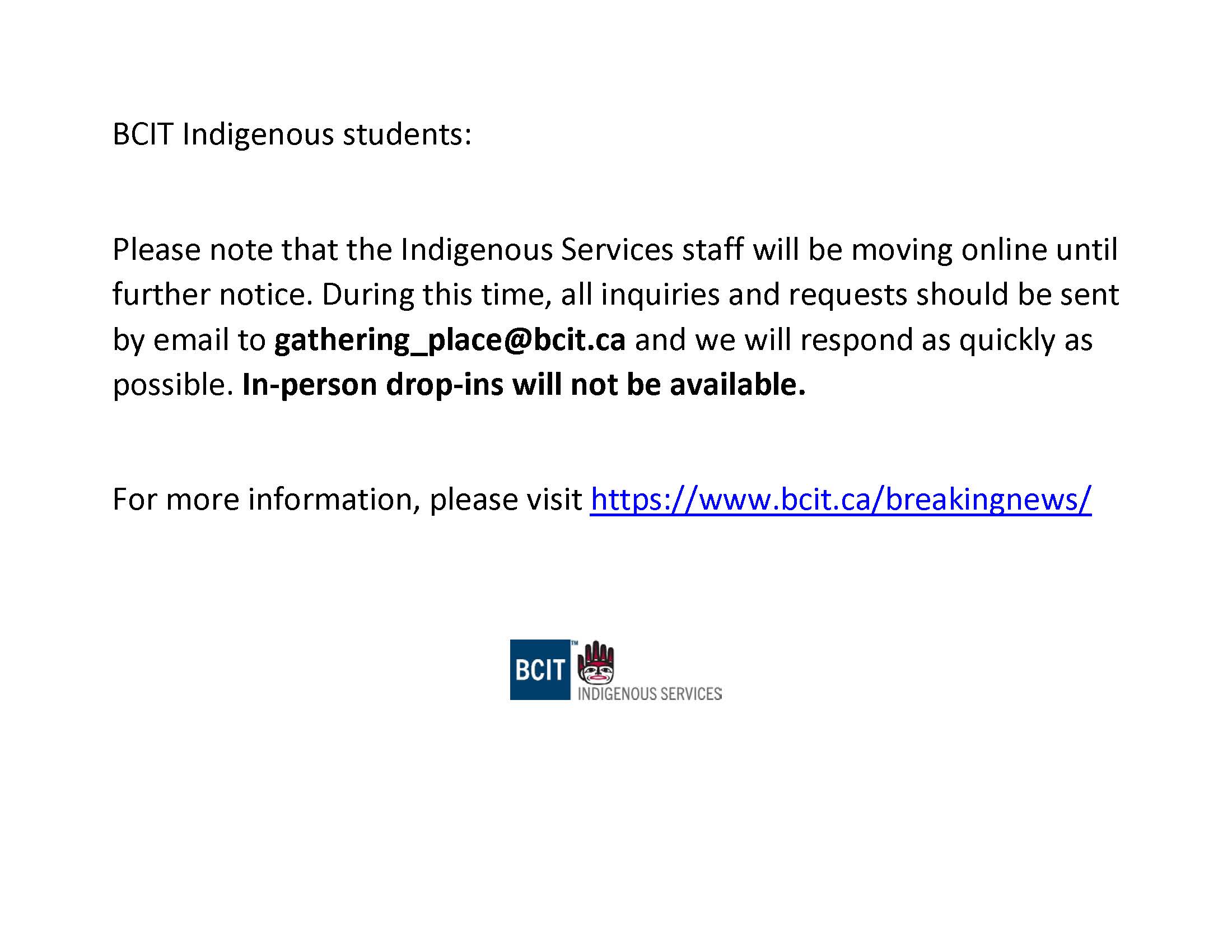 Contact Indigenous Initiatives - BCIT