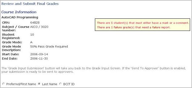 Using the FLEX Final Grades Entry System - BCIT