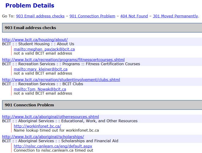 Fixing and Preventing Broken Links on your Website using Checkbot - BCIT