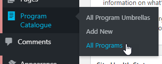 Managing Programs in Public Website WordPress - BCIT