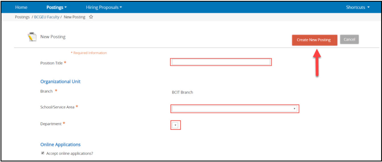 Creating a Posting in PeopleAdmin - BCIT