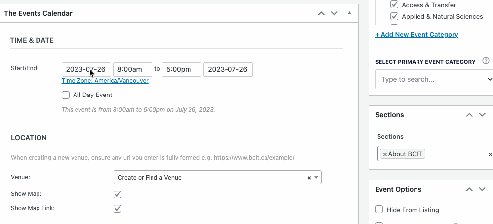 Creating and Editing Events in the Public Website WordPress Events ...