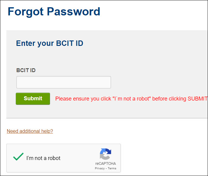 Retrieving/Resetting Lost or Forgotten BCIT Login Credentials - BCIT