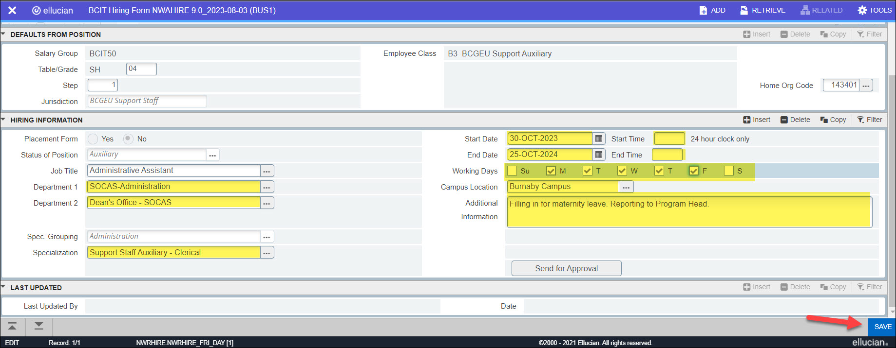 Hiring process in Banner – EHire instructions using NWIHIRE / NWAHIRE - BCIT