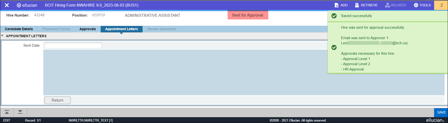 Hiring process in Banner – EHire instructions using NWIHIRE / NWAHIRE - BCIT