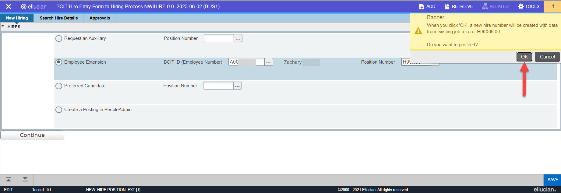 Hiring process in Banner – EHire instructions using NWIHIRE / NWAHIRE - BCIT