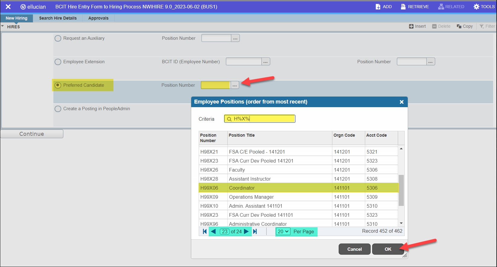 Hiring process in Banner – EHire instructions using NWIHIRE / NWAHIRE - BCIT