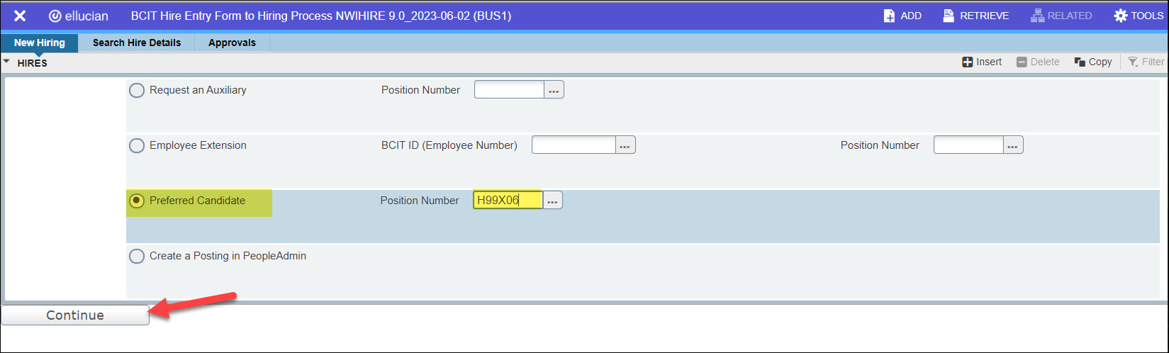 Hiring process in Banner – EHire instructions using NWIHIRE / NWAHIRE - BCIT