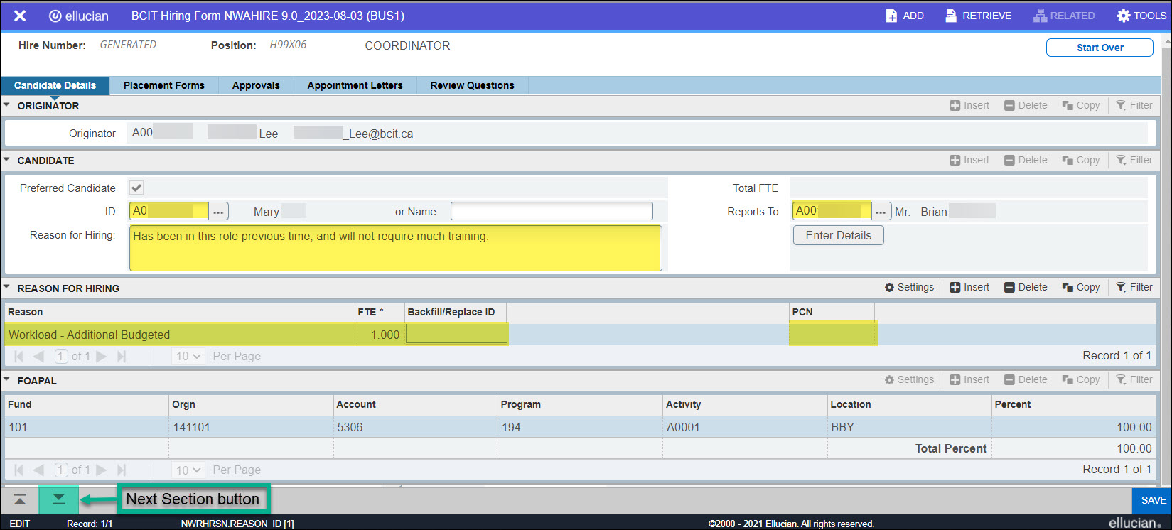 Hiring process in Banner – EHire instructions using NWIHIRE / NWAHIRE - BCIT