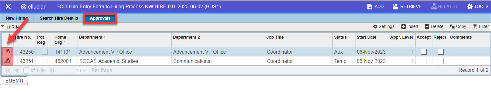 Hiring process in Banner – EHire instructions for Approvers - BCIT
