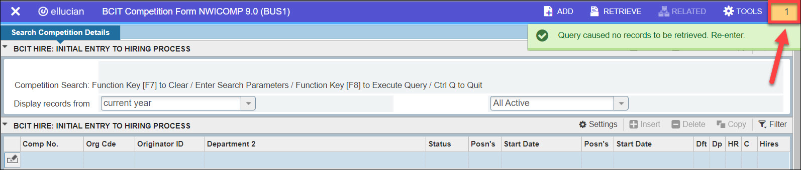 Reviewing historical Competition hires prior to July 31, 2019 in Banner ...