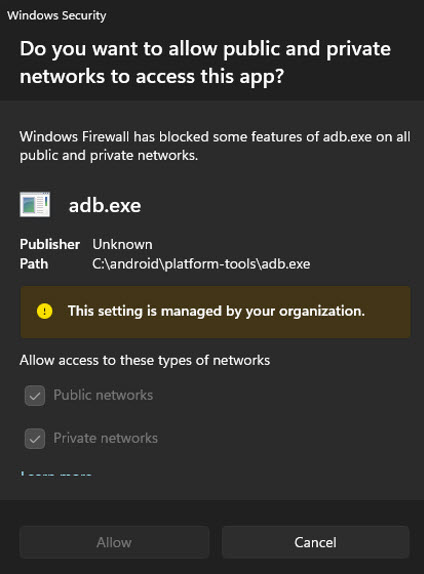 Problem with Windows Security pop-up when launching Application - BCIT