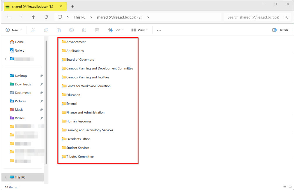Accessing Files on Shared Drives – BCIT