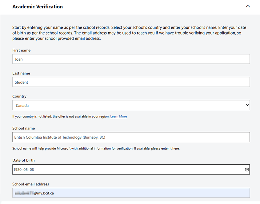 Accessing Azure Dev Tools for Students – BCIT